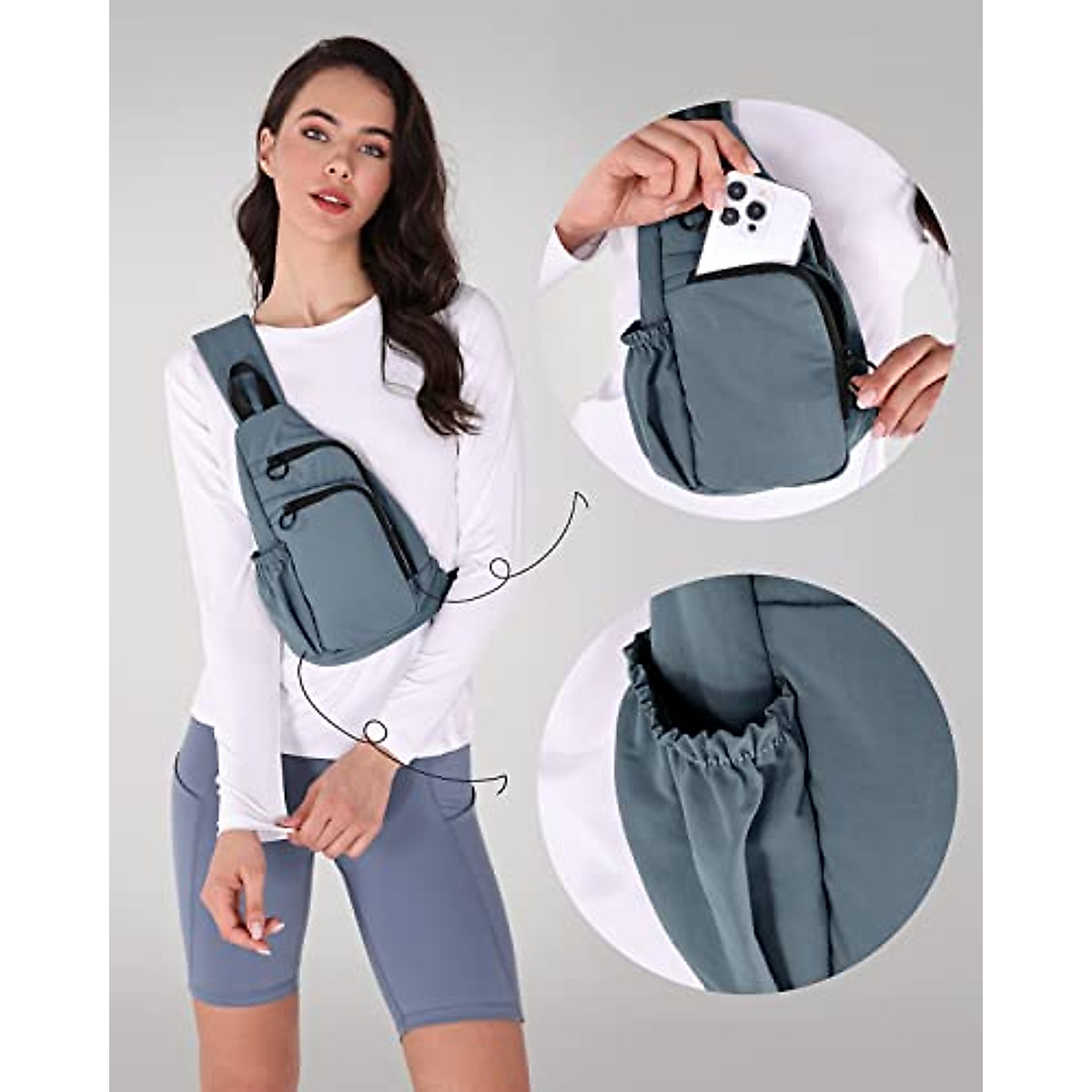 ODODOS Crossbody Sling Bag with Adjustable Straps Small Backpack Lightweight Daypack for Casual Hiking Outdoor Travel, Deep Blue