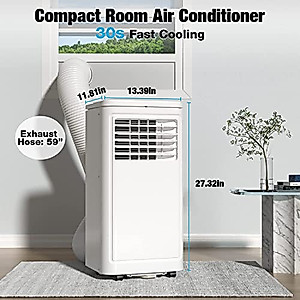 COWSAR Portable Air Conditioner 8500BTU 4-in-1 Air Conditioner Portable for Room Cooling Up 250sq.ft. 24 Timer Mini Air Conditioner ＜53dB Air Conditioner No Window