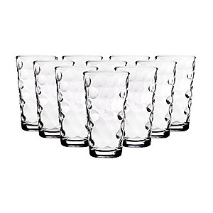 Home Essentials & Beyond Drinking Glasses [set of 10] Highball Glass Cups 17oz Premium Cooler Glassware – Ideal for Water, Juice, Cocktails, Iced Tea.