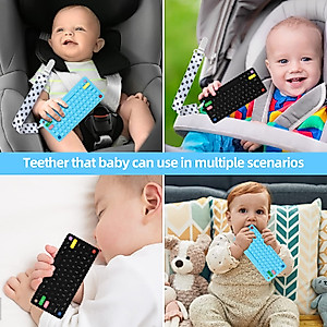 Chuya Baby Teething Toys 2 Pack Teether Toys for Babies for Baby 3-6-12-24 months, Chew Toys for Infant Newborn for Baby Keyboard Shape Silicone Teethers, Soothe Babies Sore Gums