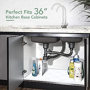 Under the Sink Mat Waterproof, Under Kitchen Sink Liner Mat 22”x34”, Silicone Under Sink Mats and Protectors for Kitchen Bathroom, Flexible & Thick Under Sink Drip Tray with Lip to Catch Water, White