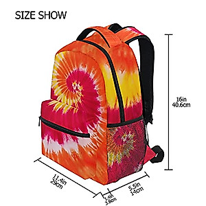 ALAZA Red Orange Yellow Tie Dye Abstract Swirl Travel Laptop Backpack Durable College School Backpack