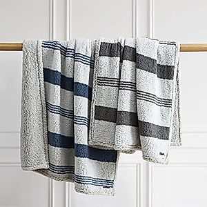 Nautica- Throw Blanket, Ultra Soft Plush Sherpa Home Décor, All Season Bedding (Saltmarsh Navy, 50 x 60)