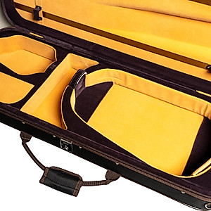 MI&VI AF-5003 Lightweight 4.5lb Hard Viola Travel Case With Reflective Safety Strips | Shoulder Straps | Hard-Shell | High-Density Foam - MIVI Music (15.5" to 16" inch)