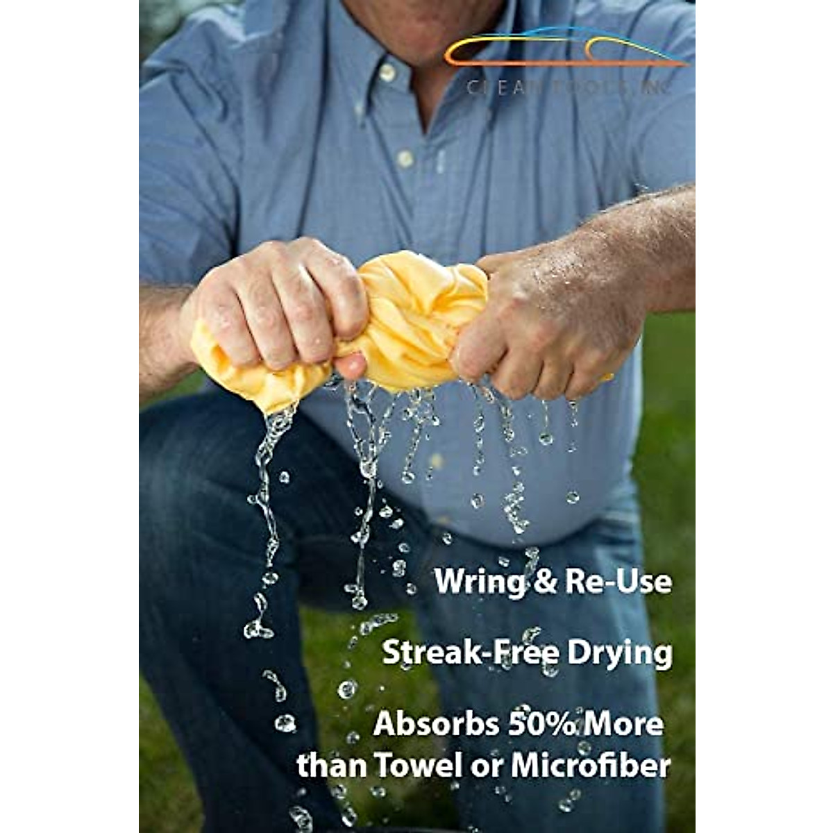 CleanTools The Absorber Synthetic Premium Drying Chamois Cloth for Car: Super Absorbent, Scratch-Free and Washable | 27-Inch x 17-Inch, Aqua, Large (PN: 14946-46149)