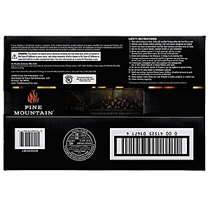 Pine Mountain 4152501471 Java-Log Firelog, 4-Hour Burn Time, Recycled Coffee Grounds, 4 Logs