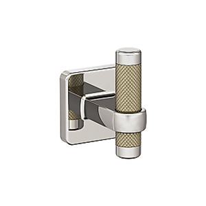 Amerock BH36563PNBBZ | Polished Nickel/Golden Champagne Single Robe Hook | 2-11/16 in. (68 mm) Length Towel Holder | Esquire | Towel Hook for Bathroom | Bathroom Hardware | Bath Accessories