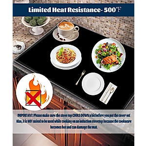 Stove Top Covers, Extra Large Stove Top Cover for Electric, Anti-Slip Waterproof Flat Top Oven Cover Mat Electric Cooktop Cover Protector,Ceramic Glass Stove Top Protector Mat 28.5" X 20.5" Black