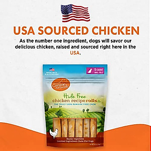 Canine Naturals Chicken Recipe Chew - Rawhide Free Dog Treats - Made from USA Raised Chicken - All-Natural and Easily Digestible - 6 Pack of 2.5 Inch Mini Rolls, Dogs Under 20 lb