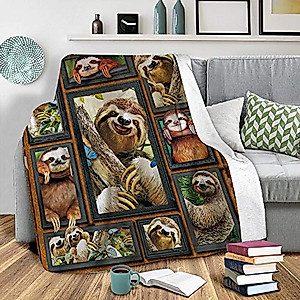 ChriHome Flannel Blanket 3D Sloth Blanket Lightweight Cozy Soft Plush Throw Blanket for Sofa Couch Bed All Season (3D Sloth, 80'' x 60'')
