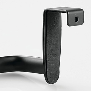 mDesign Steel Metal Wire Over Cabinet Towel Rack Storage Organizer - Hang on Cabinet or Door - Towel Bar Holder for Kitchen - Holds Hand Towels, Washcloths - Spira Collection, 2 Pack, Matte Black