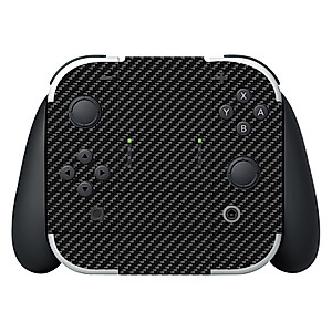 PlayVital Full Set Protective Stickers for Nintendo Switch OLED Model, Customized Vinyl Decal Skins for Switch OLED Console & Joycon & Dock & Grip - Black Silver Carbon Fiber