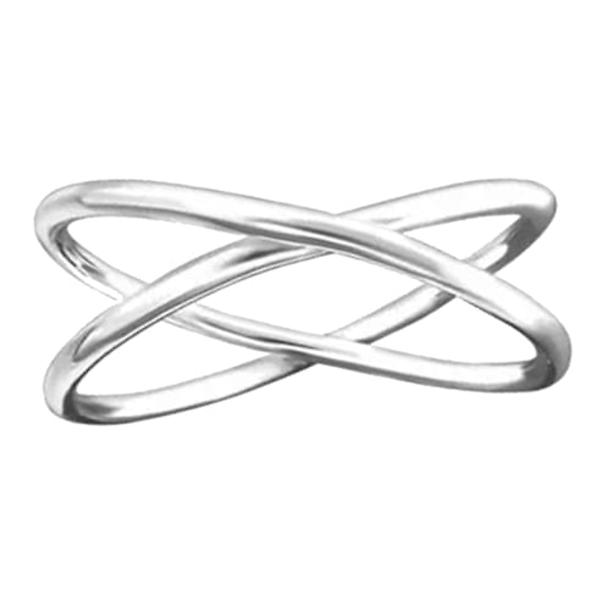 KIWI DAISY Hypoallergenic Sterling Silver Midi Ring (Adjustable) (Crossed Line)