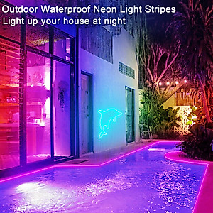 segrass 32.8ft LED neon Lights with Remote APP Control IP65 Waterproof Flexible Neon Strip Lights 24V RGB Rope Lights for Bedroom Room Outdoors Décor