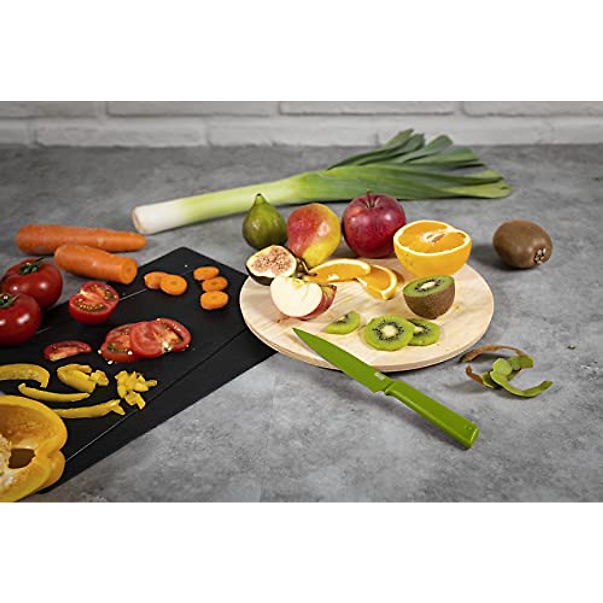 KUHN RIKON Colori+ Non-Stick Utility Knife with Safety Sheath, 23 cm, Green