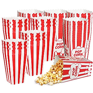 100 Count Mini Popcorn Boxes for Movie Night,Individual Candy Snack Containers Popcorn Bags for Party,Nostalgic Red & White Striped Cardboard Popcorn Holders for Carnival Birthday Wedding Decorations