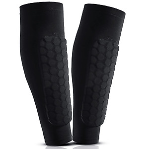 BOPEAN 2PCS Soccer Shin Guards Pads for Kids Youth Adult, Calf Sleeve Compression with Honeycomb Pads Support for Football Baseball Taekwondo Boxing MTB Protective Gear