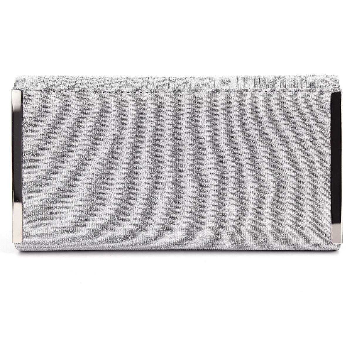 Quniko Glitter Clutch Purse Evening Handbag Formal Wedding Party Prom Bag, Silver