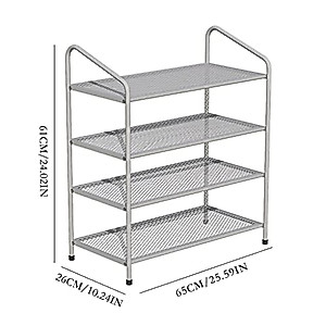 Shoe Rack Shoe Shelf Stackable Shoe Rack Shoe Rack Organizer 4 Tier / 5 Tier 12-14 Pairs, Metal Stackable Shoe Storage Wire Grid Shoe Shelf for Closet Entryway Bedroom Living Room Shoe Bench Stackabl