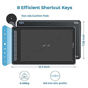 XPPen Deco LW Wireless Drawing Tablet- 10x6 Bluetooth Graphic Tablet with Battery-Free X3 Digital Stylus Wireless Drawing PAD Compatible with Chrome, Windows 11, Linux, Mac, and Android (Black)