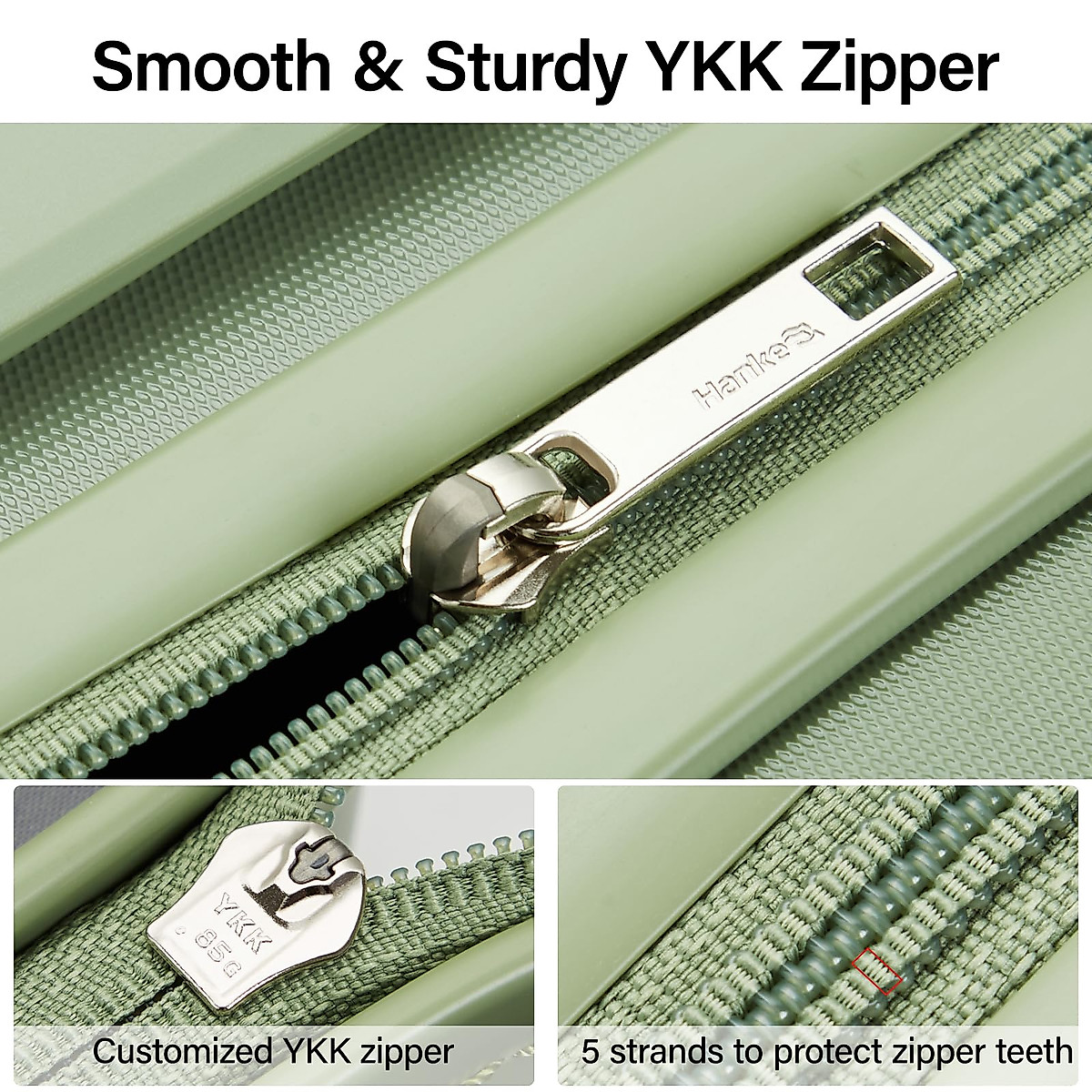 Hanke 20 Inch Carry On Luggage 22x14x9 Airline Approved PC Hard Shell Suitcases with Wheels TSA Luggage for Women Men Lightweight Travel Luggage(Bamboo Green)