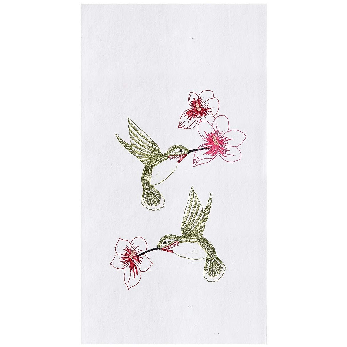 C&F 86171449 Embroidered Hummingbird Flower Flour Sack Dishtowel
