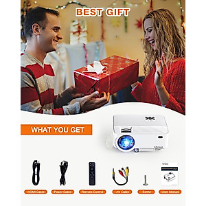 Mini Projector, TOPVISION 4000LUX Outdoor Movie Projector with Screen Mirroring,Full HD 1080P Supported LED Projector, Compatible with Fire Stick,HDMI,VGA,USB,TV,Box,Laptop,DVD