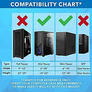 CPU Under Desk Mount Bracket - Computer Tower Wall and Under Counter Holder, 360 Degree Swivel Adjustable Height and Width Wall-Mountable