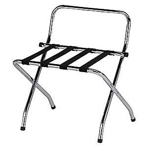 Kings Brand Furniture - Chrome / Black Metal Foldable High Back Luggage Rack