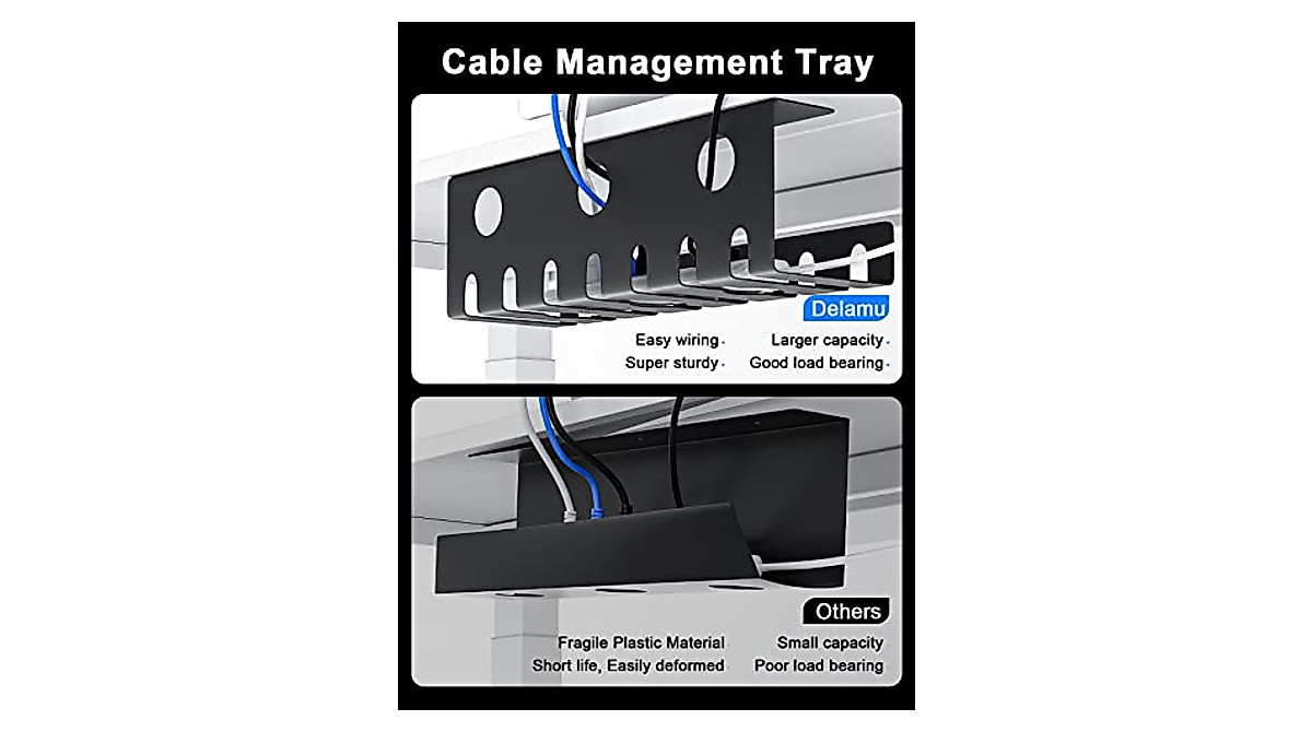 Under Desk Cable Management Tray 2 Pack - Organize and Declutter Your ...