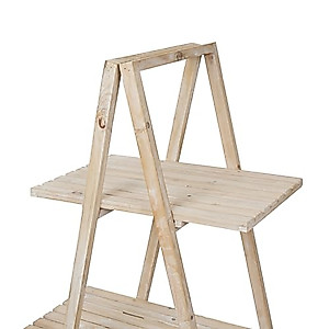 Alpine Corporation MBB168 Wood 3-Tier Triangular Storage Rack for Books, Plants, Decor, Rustic Display Rack with 3 Shelves