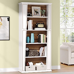 Tribesigns 70.9" Tall White Bookcase, 5-Tier Wood Bookshelf with Storage Shelves, Modern Free-Standing Library Book Shelving Unit for Living Room, Home Office (1)