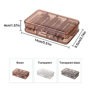 AKOAK 1 Pack Double Compartment Portable Jewelry Box Plastic Transparent Earrings Storage Box 10 Grid Mini Storage Box (Transparent black)