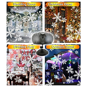2022 Snowflake Projector Lights Remote Controlled, Upgraded Rotating Snowfall LED Lighting Projector Landscape Waterproof for Garden Patio Indoor Home Wedding Party Holiday Decorations