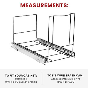 Hold N' Storage Pull Out Trash Can Under Cabinet- Trash Can Not Included, Heavy Duty w/ 5 Year Limited Warranty- Requires a 13”W X 22”D Cabinet Opening, Chrome