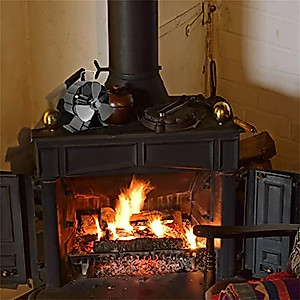 UXZDX CUJUX 3 Blade Fireplace Fan Effecient Mute Heat Blade Stove Fan Powered Log Wood Burner Quiet Fan (Color : Black, Size : 125x160x65mm)