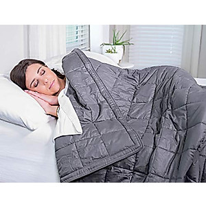 AckBrands 60" x 80" - 15 Lb Weighted Blanket - Slate Gray - Premium Cotton with Glass Beads - Double Stitched Edges - Veteran Owned
