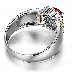 Unique Vintage Genuine Ruby Gemstone for Women 14K White and Yellow Gold Natural Diamond Engagement Wedding Promise Ring