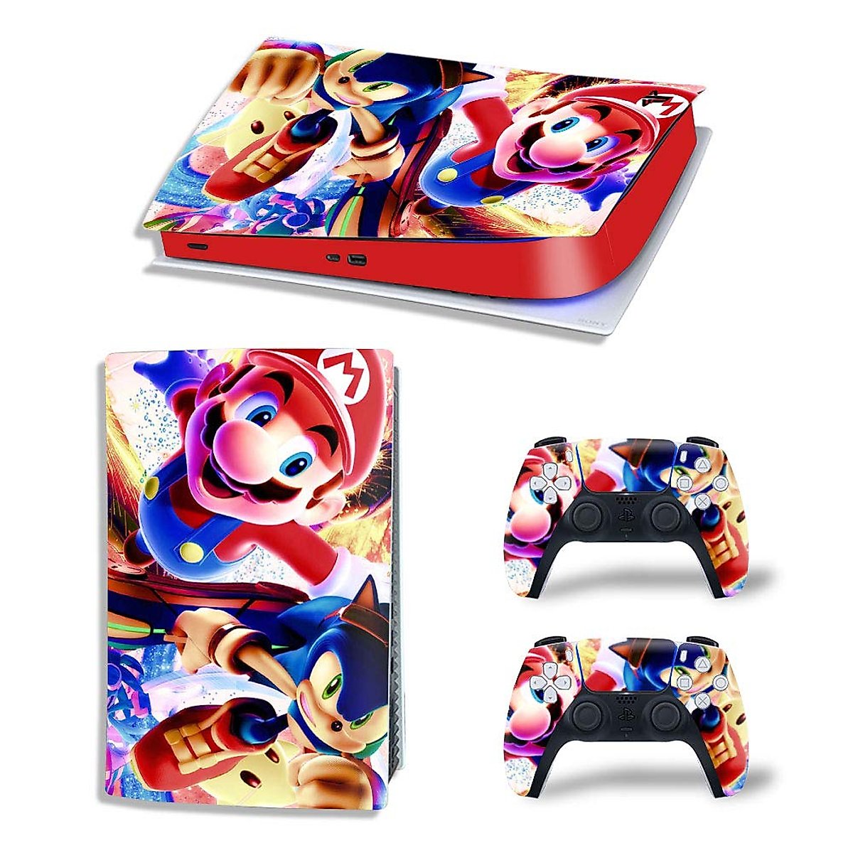 PS5 Console and DualSense Controller Skin Vinyl Sticker Decal Cover, Suitable for Playstation 5 Digital Edition Console and Controller, Durable, Scratch-Resistant, Disk Version (Hedgehog[8850])