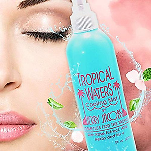 Terry Jacobs Tropical Waters Rose Water Makeup Setting Spray | Alcohol-Free, Oil-Free, Long-Lasting Face & Hair Mist | Travel Size, Hydrating Setting Spray for Makeup, Cruelty-Free Cosmetics | 4 Fl Oz