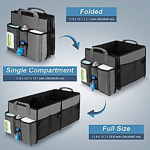 Collapsible Trunk Organizer & Diaper Changing Station, Baby Diaper Caddy Organizer with Movable Dividers, Easy-to-Reach for Back Seat Travel Car Organizer, Waterproof Car Trunk Organizer Groceries