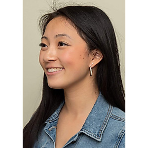 Medium 14K White Gold Oval Hoop Earrings, 1.2 In (31mm) (2mm Tube)