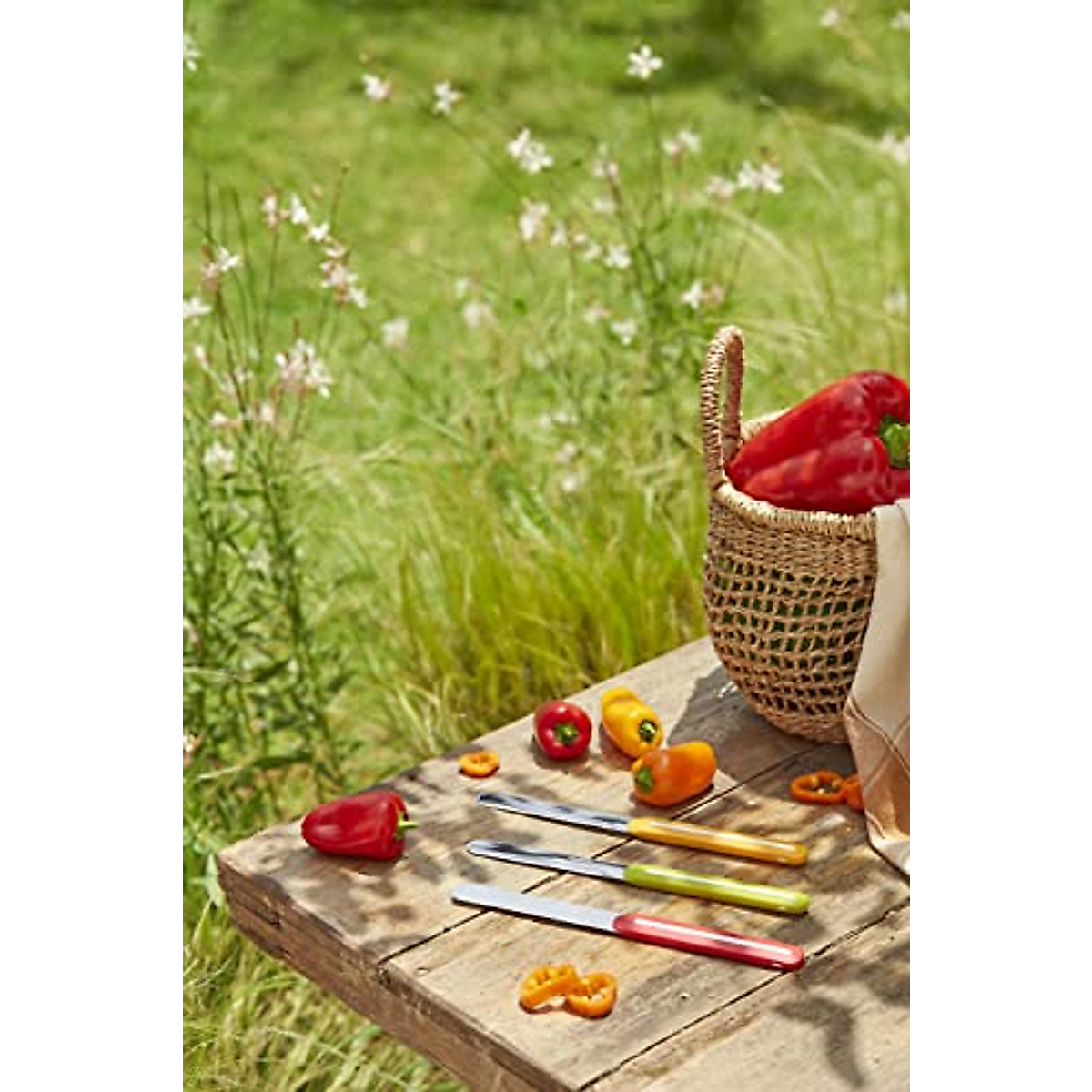 ARCOS Paring Knife Set of 3 Pieces 4 Inch Stainless Steel. Colorful Kitchen Knives for Peeling Fruits and Vegetables. Ergonomic Polypropylene Handle. Serie B-Line. Color Orange, Red and Green.