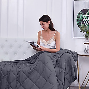 TOPCEE Weighted Blanket Cooling Breathable Heavy Blanket Microfiber Material with Glass Beads Small Blanket for Kids All-Season Summer Fall Winter Soft Thick Comfort Blanket (Dark Grey, 40"x60"-7lbs)