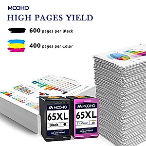 65XL Ink Cartridge Combo Pack Remanufactured for HP 65 XL Ink Replacement for Envy 5055 5052 5058 DeskJet 3755 2652 2655 3722 3723 3752 3758 3730 3720 3700 2622 2655 Printer (1 Black, 1 Color)