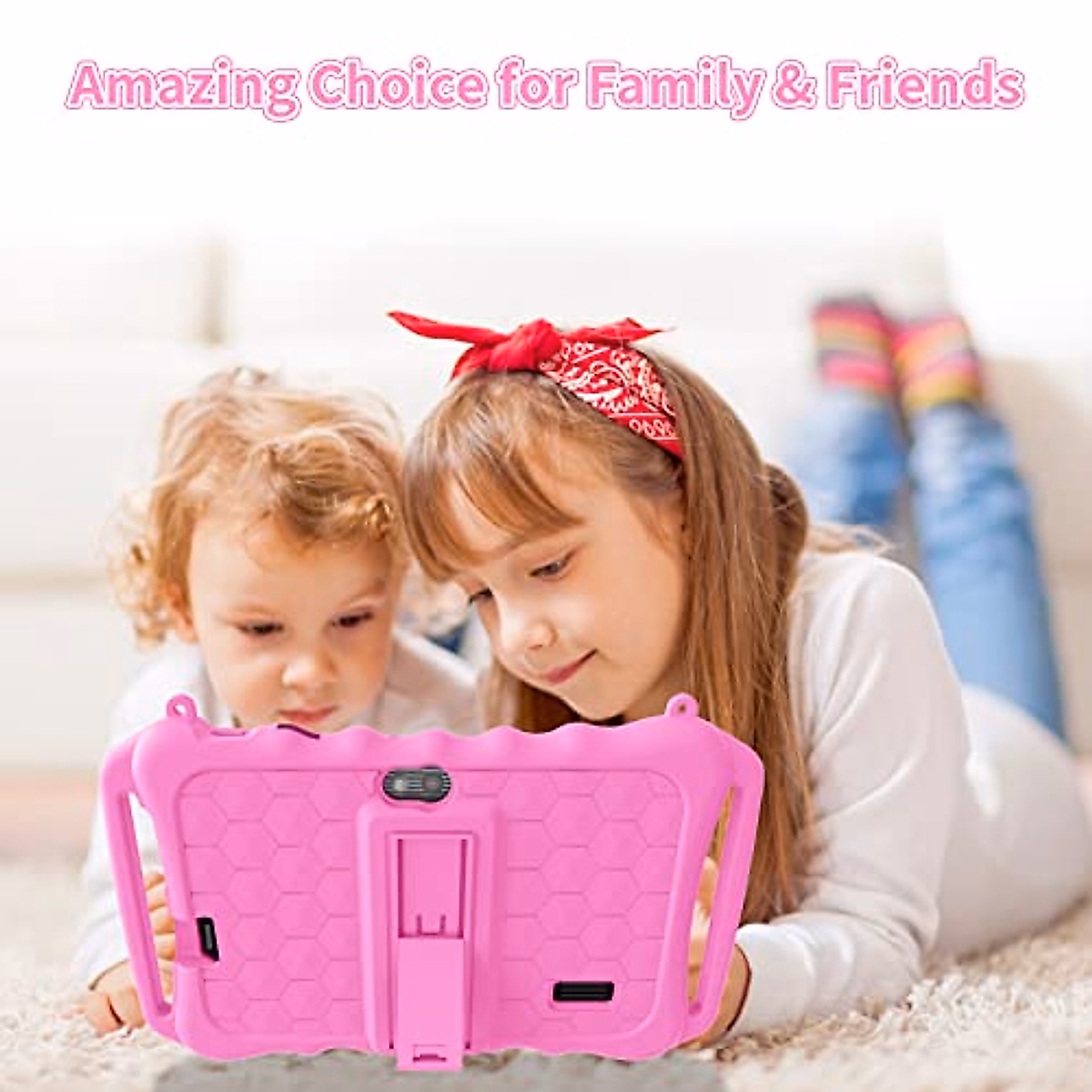 7inch Tablet for Kids Android 11 Tablets 3GB 32GB Parental Control Children Learning Toddler Tablet Shockproof Kickstand Case, GMS Certified, Google Tableta YouTube Netflix (Pink)
