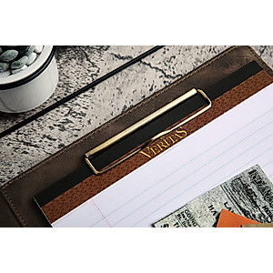 Personalized Leather Portfolio for Men, Engraved Leather Clipboard Portfolio Binder, Custom Leather Legal Pad Padfolio, Christmas Gift for His/Her (Clipboard, Grey-Standard)