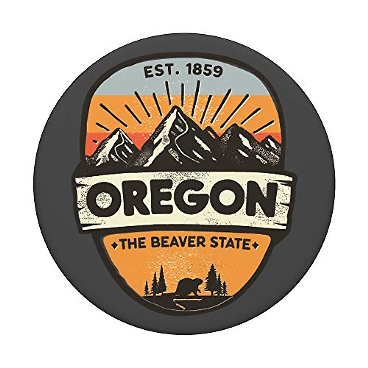 Oregon The Beaver State Vintage Retro Mountain Badge Design PopSockets PopGrip: Swappable Grip for Phones & Tablets