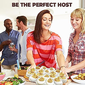 Shop Square Deviled Eggs Carrier with Lid - (3 Pack) 18 Slot Deviled Egg Tray with Lid for Party, Easter, Thanksgiving - Reusable Deviled Egg Platter with Secure Lid