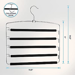 Generic, Space Saving Detachable Hangers, Multi-Layer Clothes & Pants Hangers, 6 in 1 Detachable Clothes Hanger & 5 Layers Swing Arm Pants Hangers, Set 2 Pack - YToTh